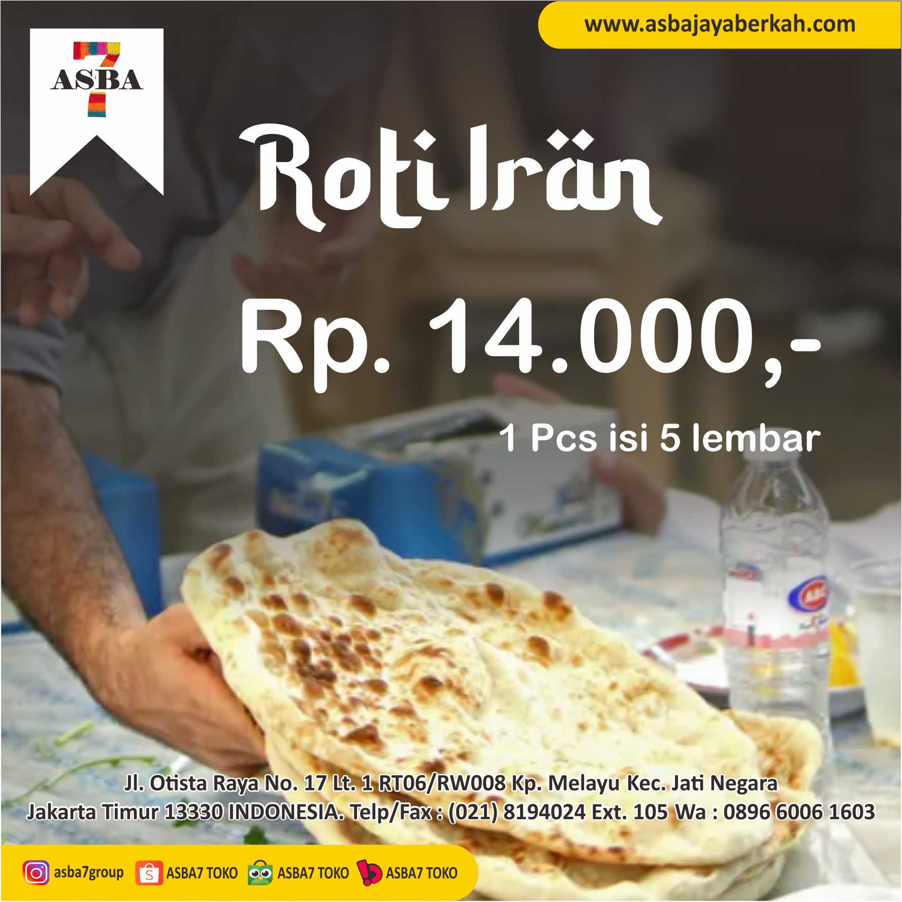 Roti Khubuz Besar Iran isi 5Pcs – Asba Jaya Berkah