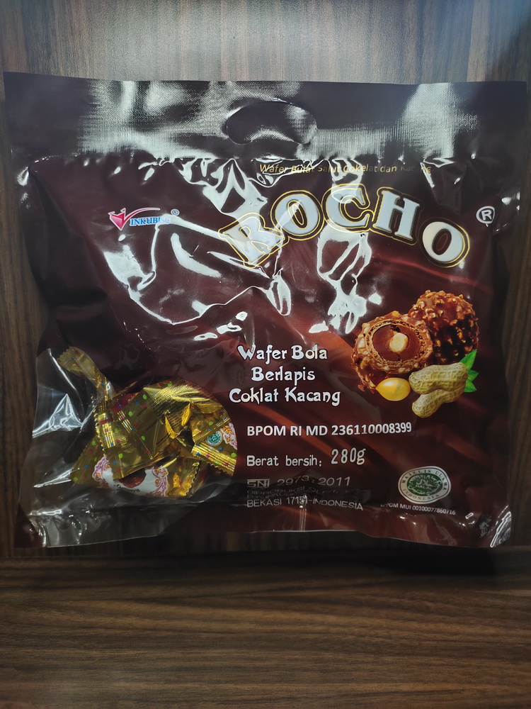 ROCHO WAFER BOLA BERLAPIS COKLAT KACANG 280GR – Asba Jaya Berkah