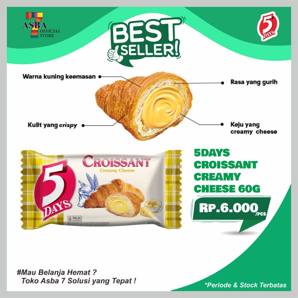 5DAYS CROISSANT CREAMY CHEESE 60G – Asba Jaya Berkah